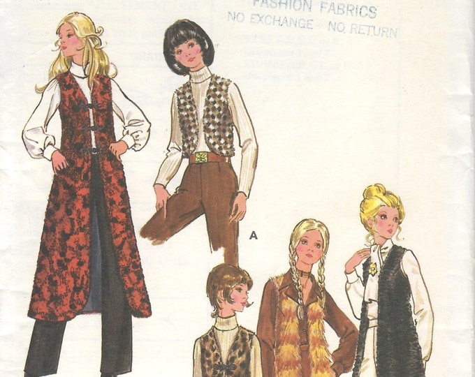 Butterick 5944 1960s Vest Sewing Pattern, Multiple Lengths, Size Medium ...