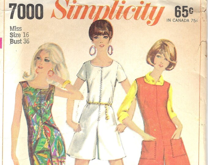 Simplicity 7000 Pant-dress, Jumpsuit, Sizes 16, 60s Sewing Pattern ...