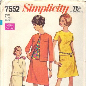 1960’s Simplicity 7552 A-line Dress With Jacket Vintage Sewing Pattern ...