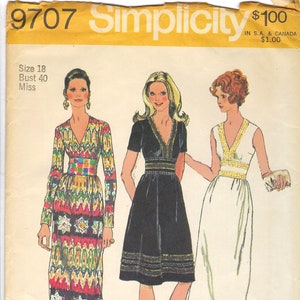 Simplicity 9707 Misses 70s Dress Vintage Sewing Pattern, Midriff Inset ...