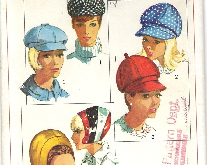 Simplicity 6702 Set of Hats Sewing Pattern, 1966, One Size Uncut FF ...