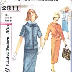 Simplicity 2311 Vintage Sewing Pattern, Two-piece Dress, Sheath Skirt ...