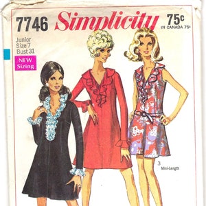 Simplicity 7746 60s Dress Sewing Pattern, Junior Size 7 Bust 31 - Etsy