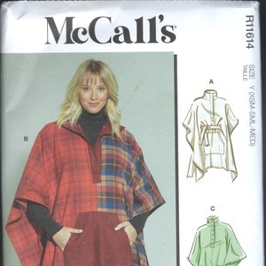 Mccalls R11614 Cape Poncho Cloak Sewing Pattern, Two Sizes, Uncut - Etsy