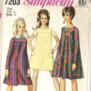 Simplicity 7203 Tent Dress Pattern, Two Lengths, Sleeve and Neckline ...