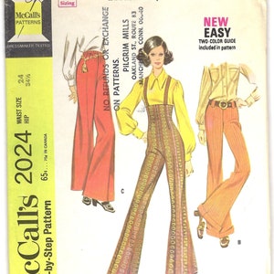1970's Mccall's 2024, High Waisted Bell Bottoms With Suspenders, Sewing ...