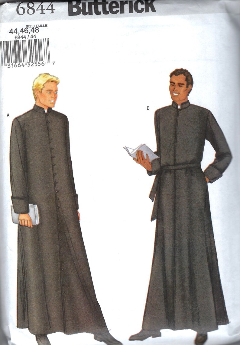 Butterick Pattern 6844 Priest Clergy Cassock Church Robe Uncut - Etsy