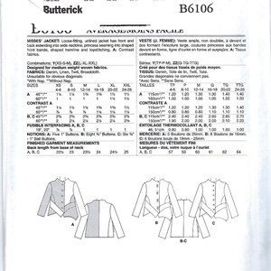 Butterick B6024 Sewing Pattern for Misses Loose Fitting Unlined Jacket ...