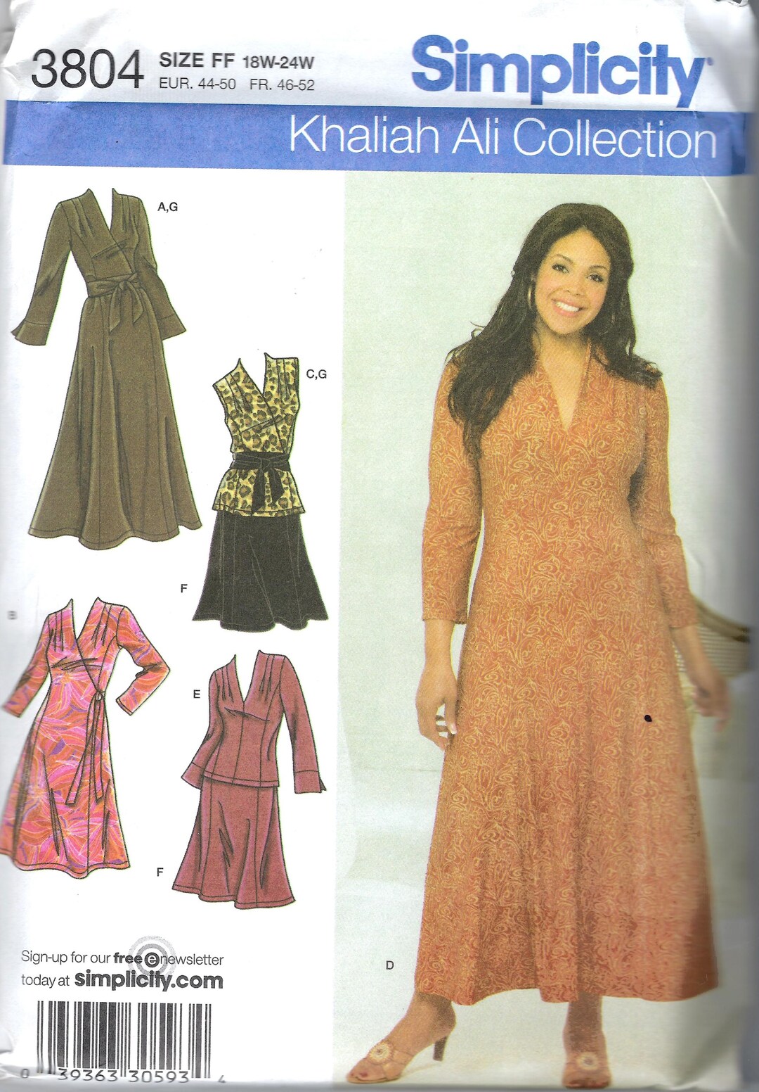 Simplicity 3804 Khaliah Ali Collection Wrap Front Dress Sewing Pattern ...