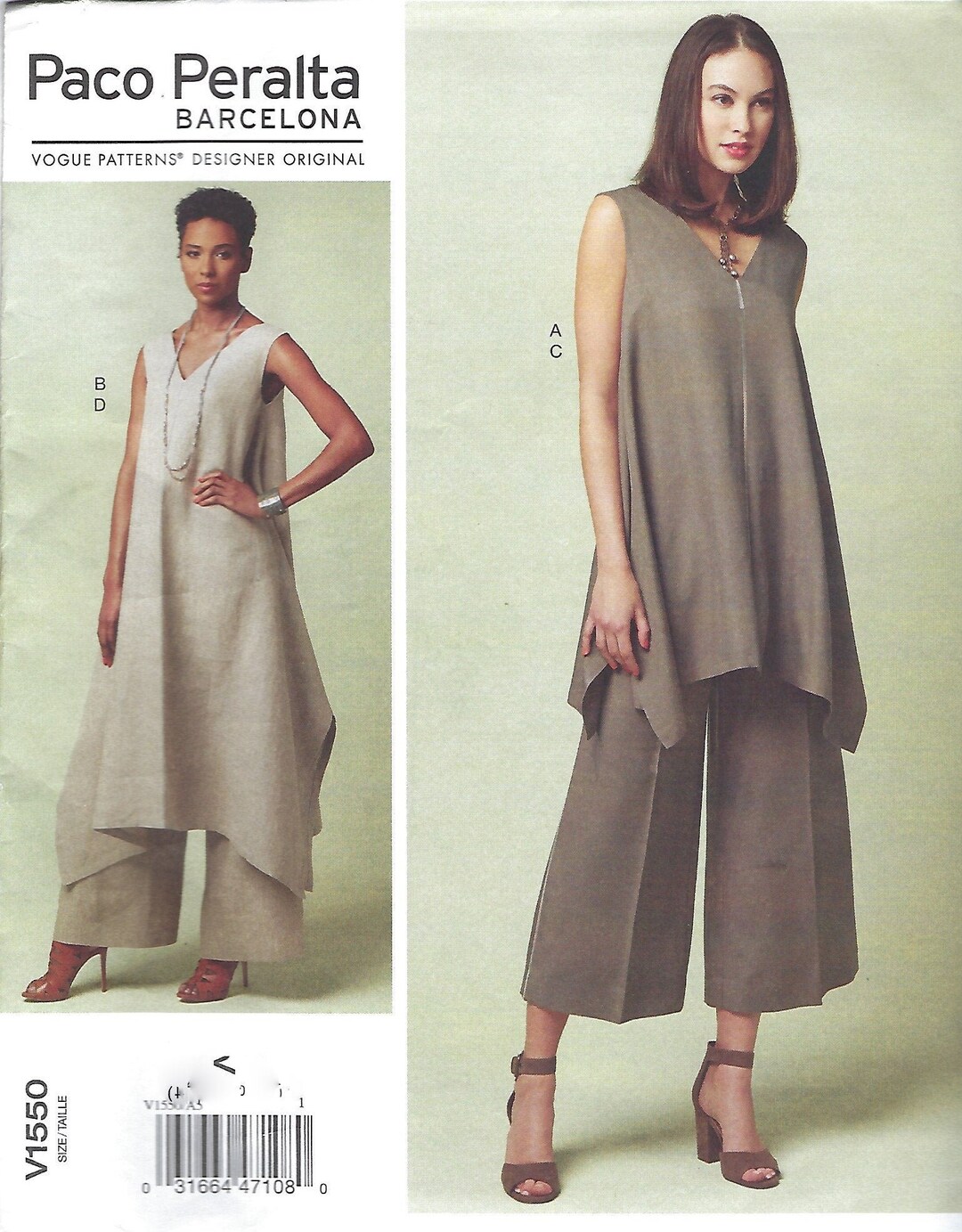 Paco Peralta Vogue V1550 Sewing Pattern: Women's Tunic & Pants, Uncut - Etsy