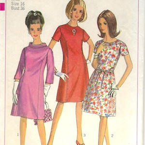 MOD 1960s Pattern Cowl Neck A-line Paneled Dress Simplicity 6934 Size ...