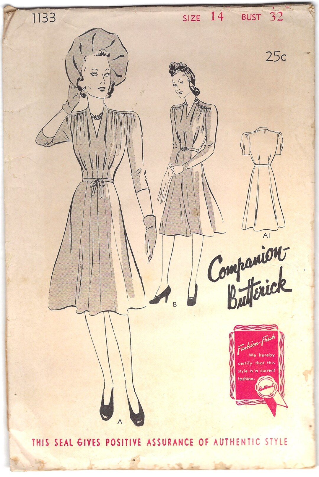 1930s Butterick 1133 Vintage Dress Sewing Pattern, Bust 32 - Etsy