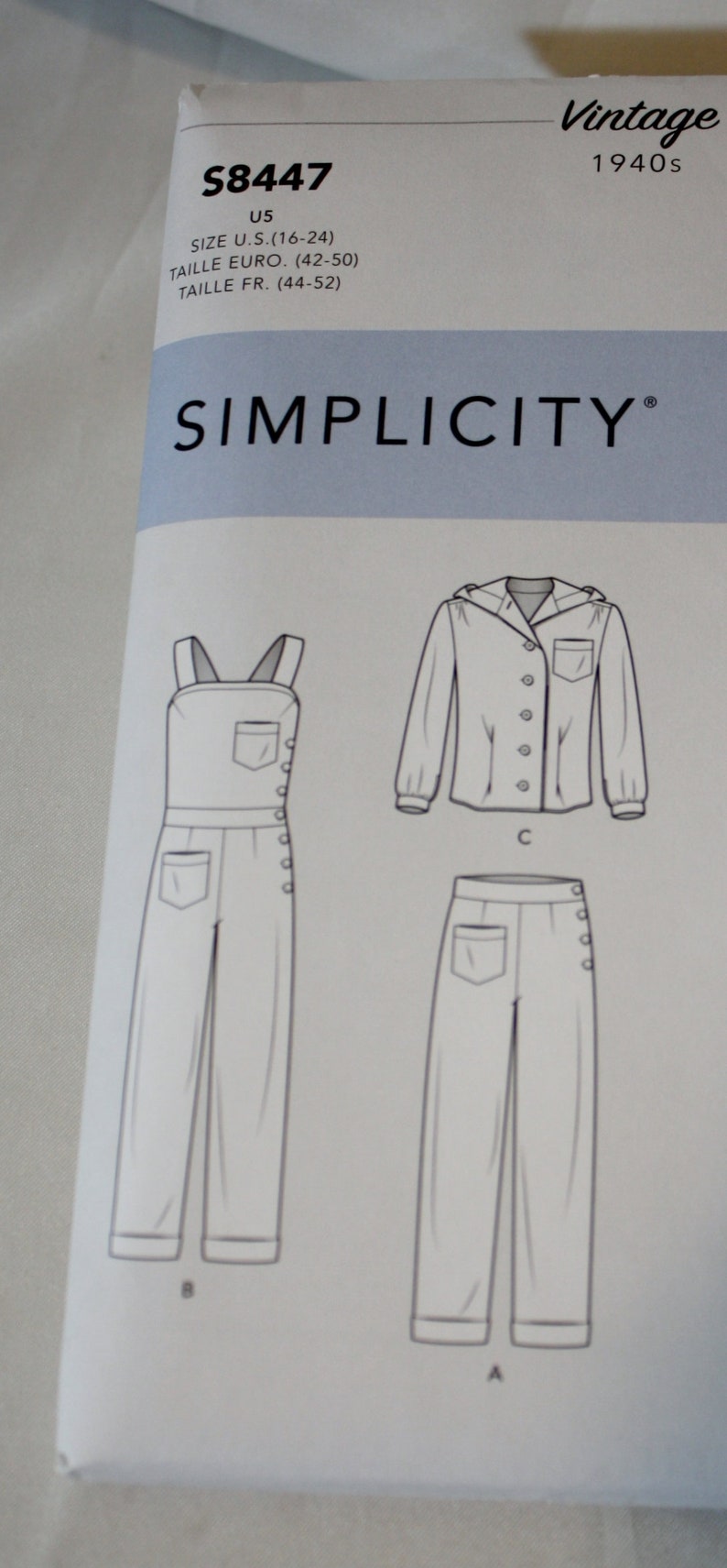 Simplicity S8447 40s Overalls Pattern Blouses Pants UNCUT - Etsy