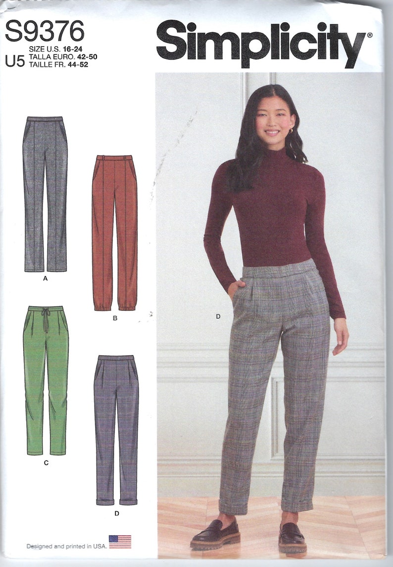 Simplicity S9376 Sewing Pattern Womens Pull on Trousers - Etsy