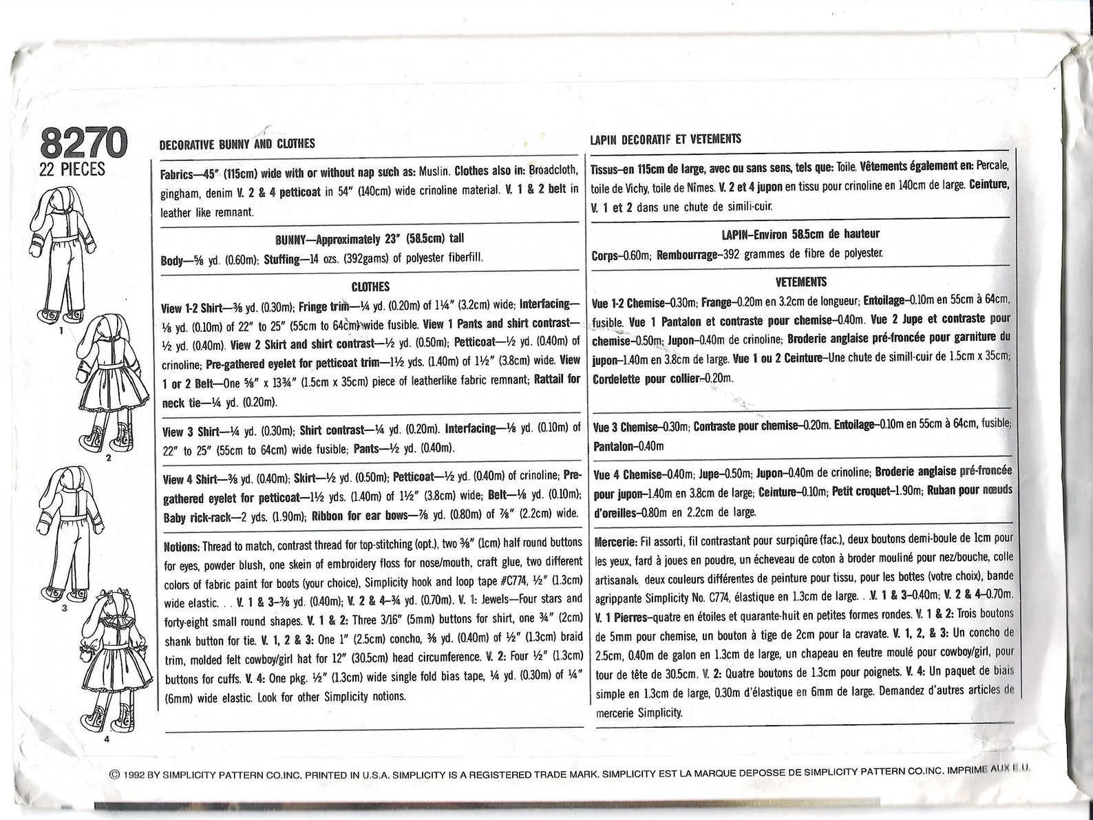 Vintage Western 23 Bunny and Clothes Simplicity Pattern - Etsy