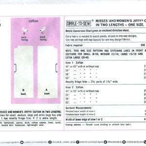 Simplicity 5628 Misses and Women's Jiffy Caftan in Two Lengths - One ...