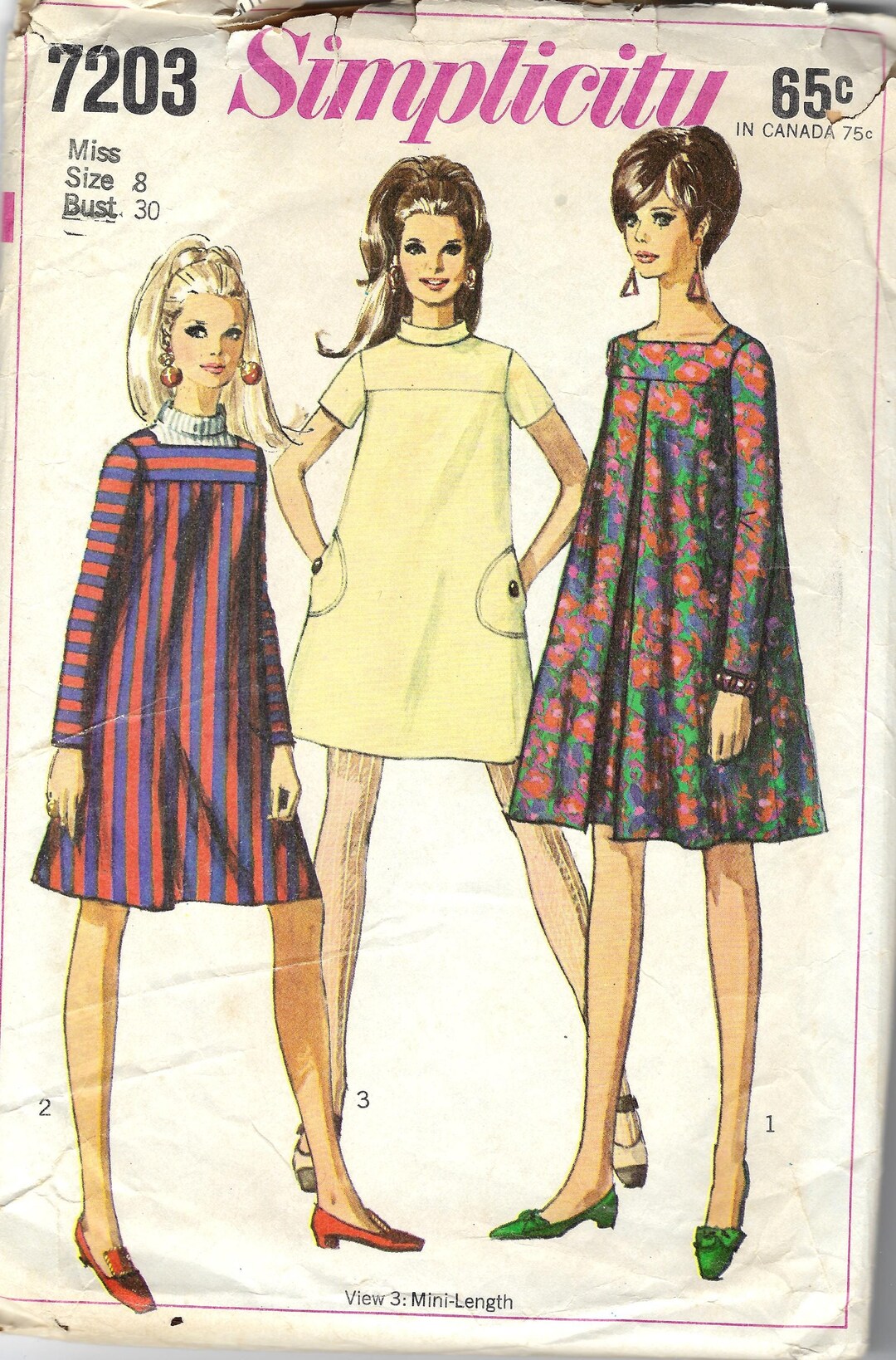 Simplicity 7203 Tent Dress Pattern, Two Lengths, Sleeve and Neckline ...