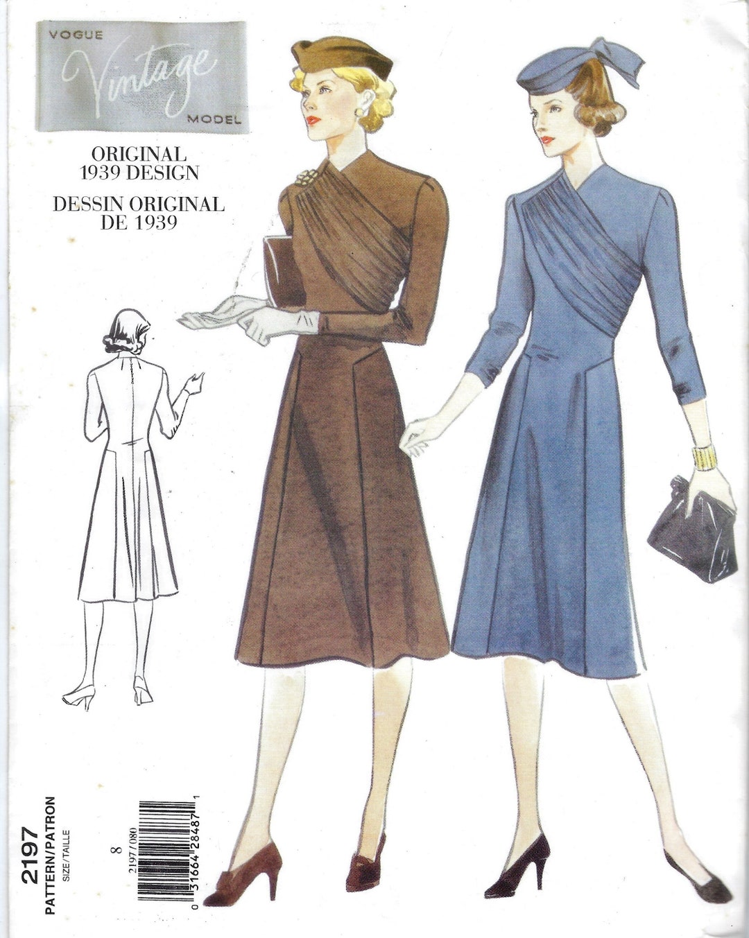 Vogue 2197 Misses' Reissue Circa 1939 Fitted A-line Pullover Dress ...