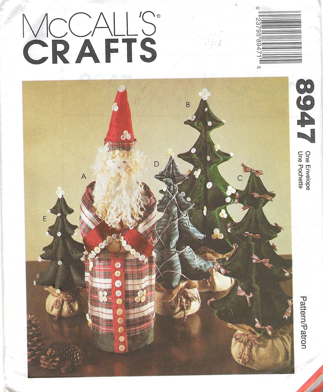 Mccall's 8947 Tall Slim Santa & Christmas Trees in 3 Sizes UNCUT Sewing ...