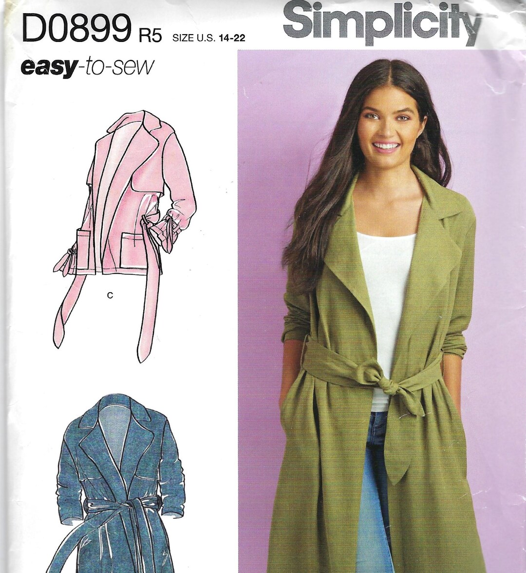 Simplicity Sewing Pattern D0899 Womens Unlined Coat or Jacket, Size 14 ...