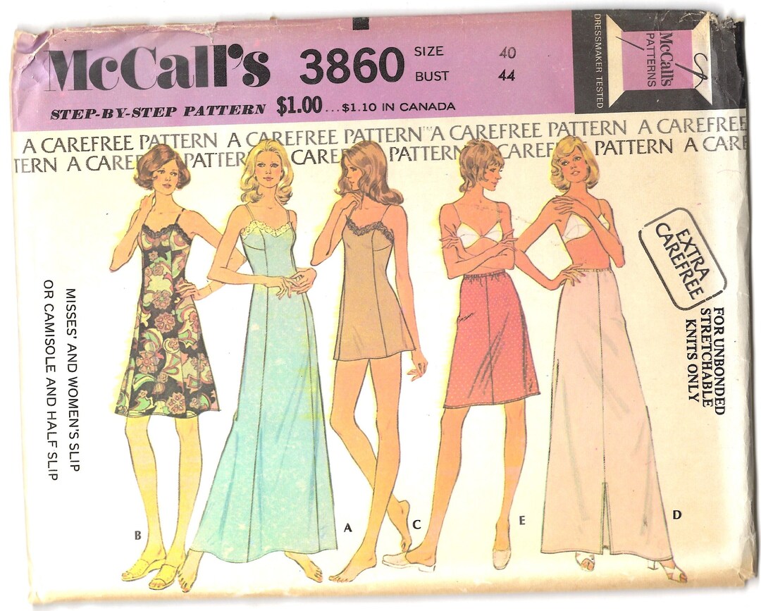 1970s Slip Camisole and Half Slip Sewing Pattern Mccalls - Etsy