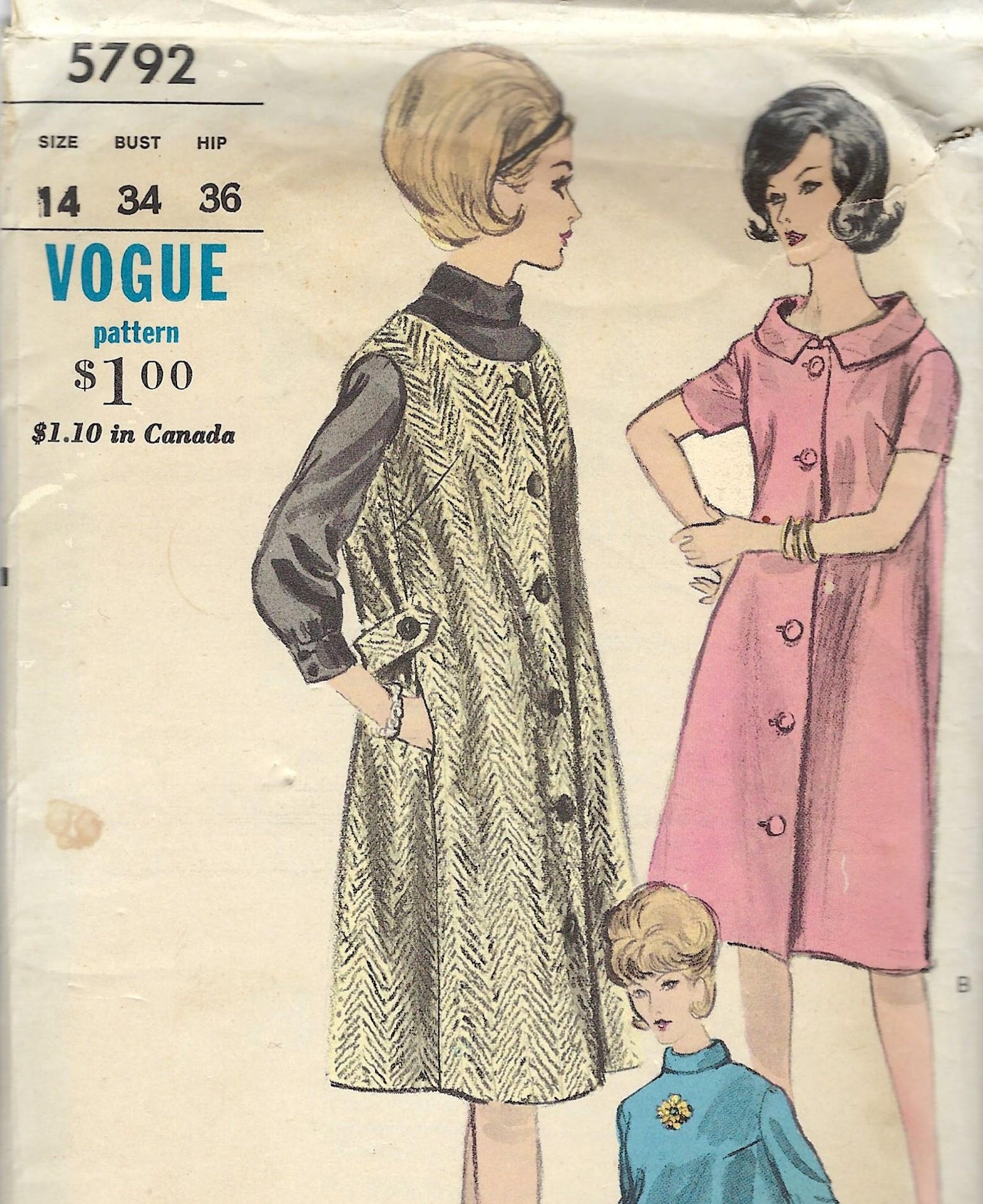 1960's Vogue 5792 Maternity Dress Jumper & Blouse, Sz 14 Bust 34 - Etsy