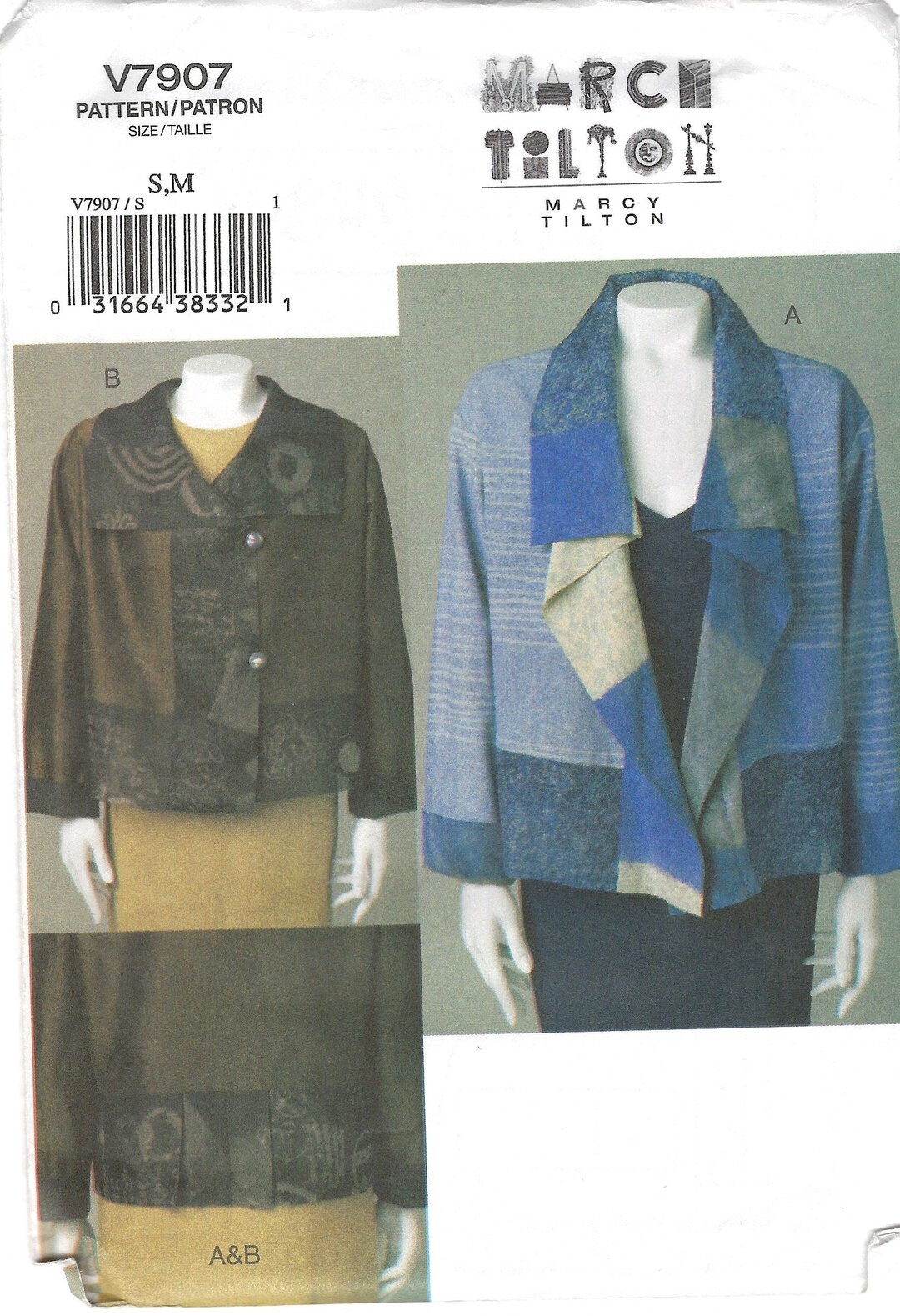 Womens Unlined Jacket Sewing Pattern, Vogue V7907 Size S M Bust 31.5-36 ...