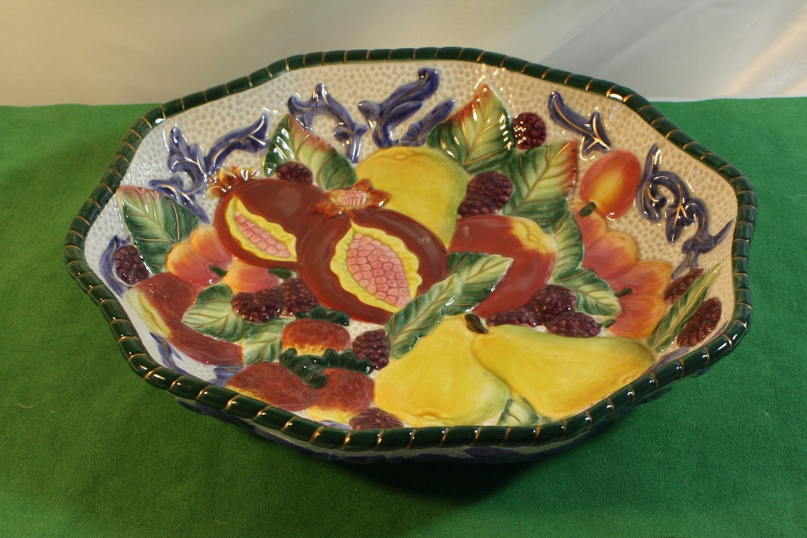 Fitz and Floyd Florentine Fruit Oval Vegetable Bowl With Pomegranates ...