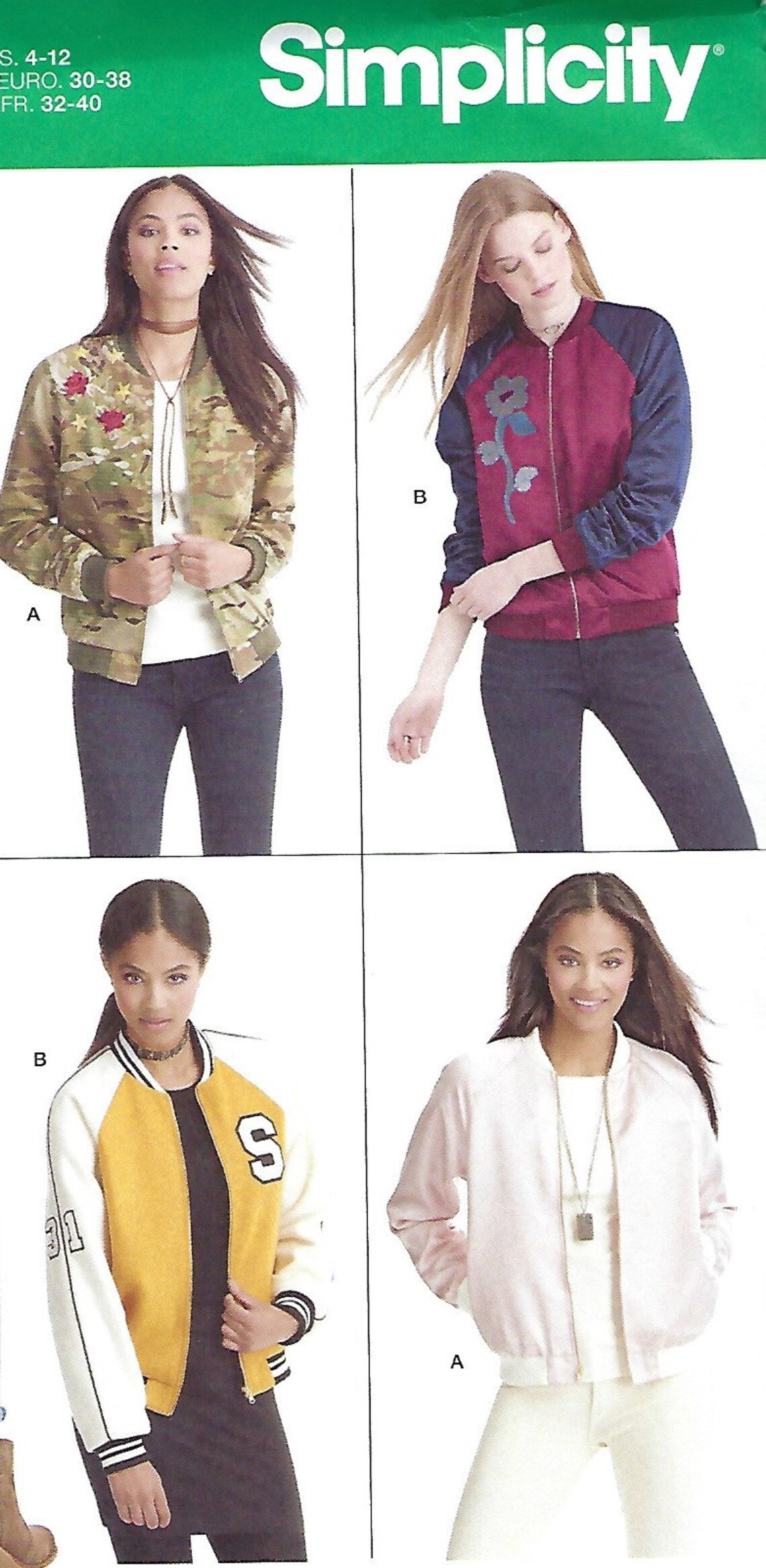 Simplicity 8418 Womens Lined Bomber Jacket Sewing Pattern | Etsy