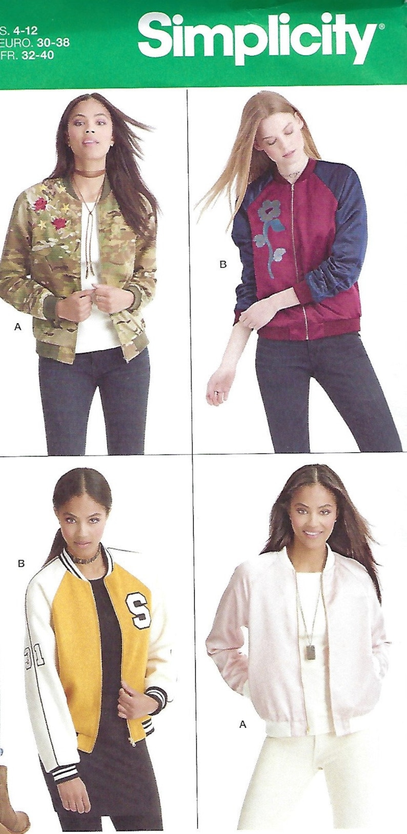 Simplicity 8418 Womens Lined Bomber Jacket Sewing Pattern | Etsy