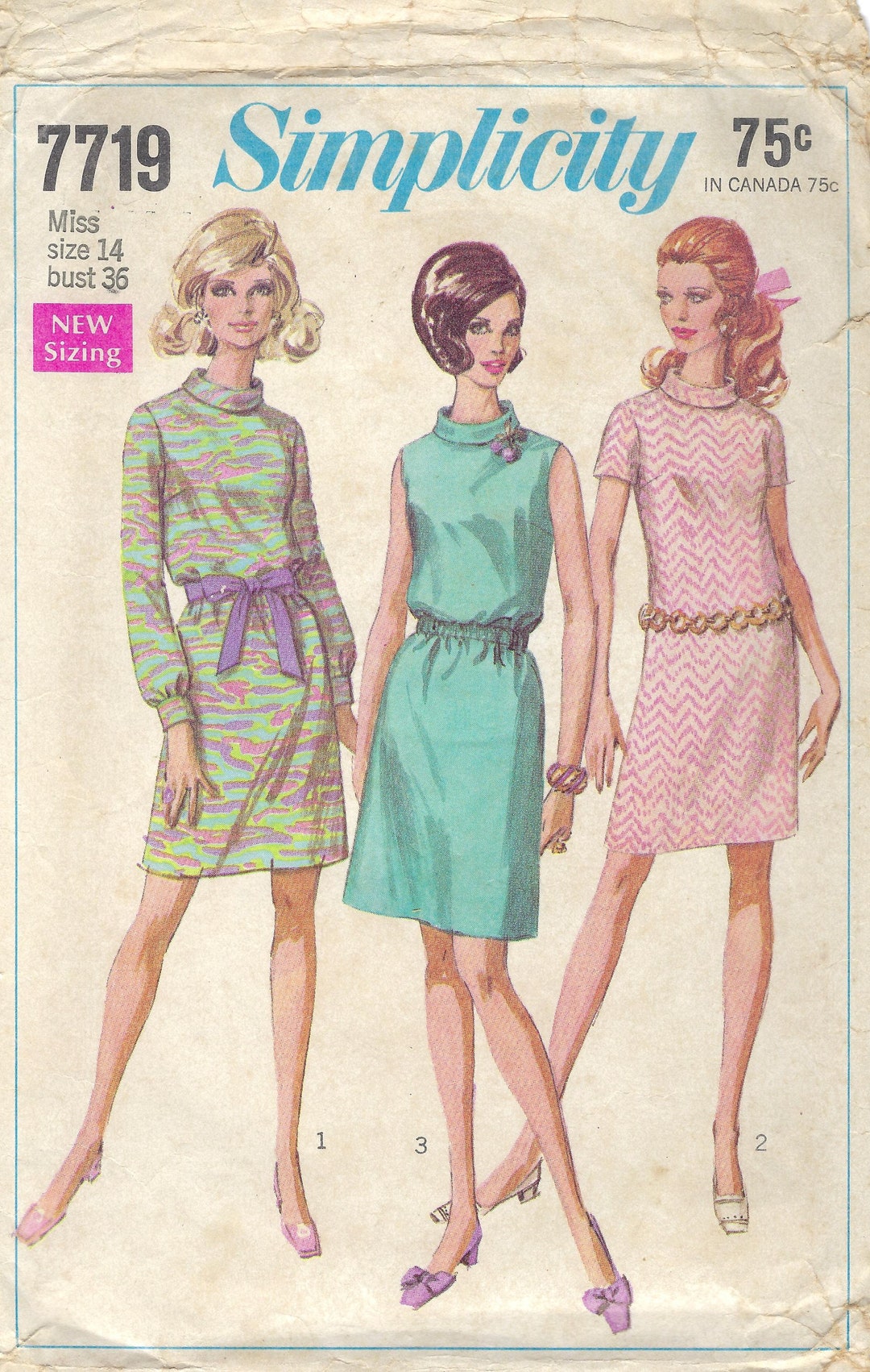 Simplicity 7719 60s Dress Sewing Pattern, Size 14 Bust 36 - Etsy