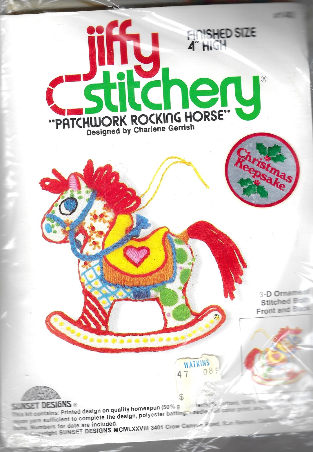 Jiffy Stitchery patchwork Rocking Horse Christmas Ornament Embroidery ...