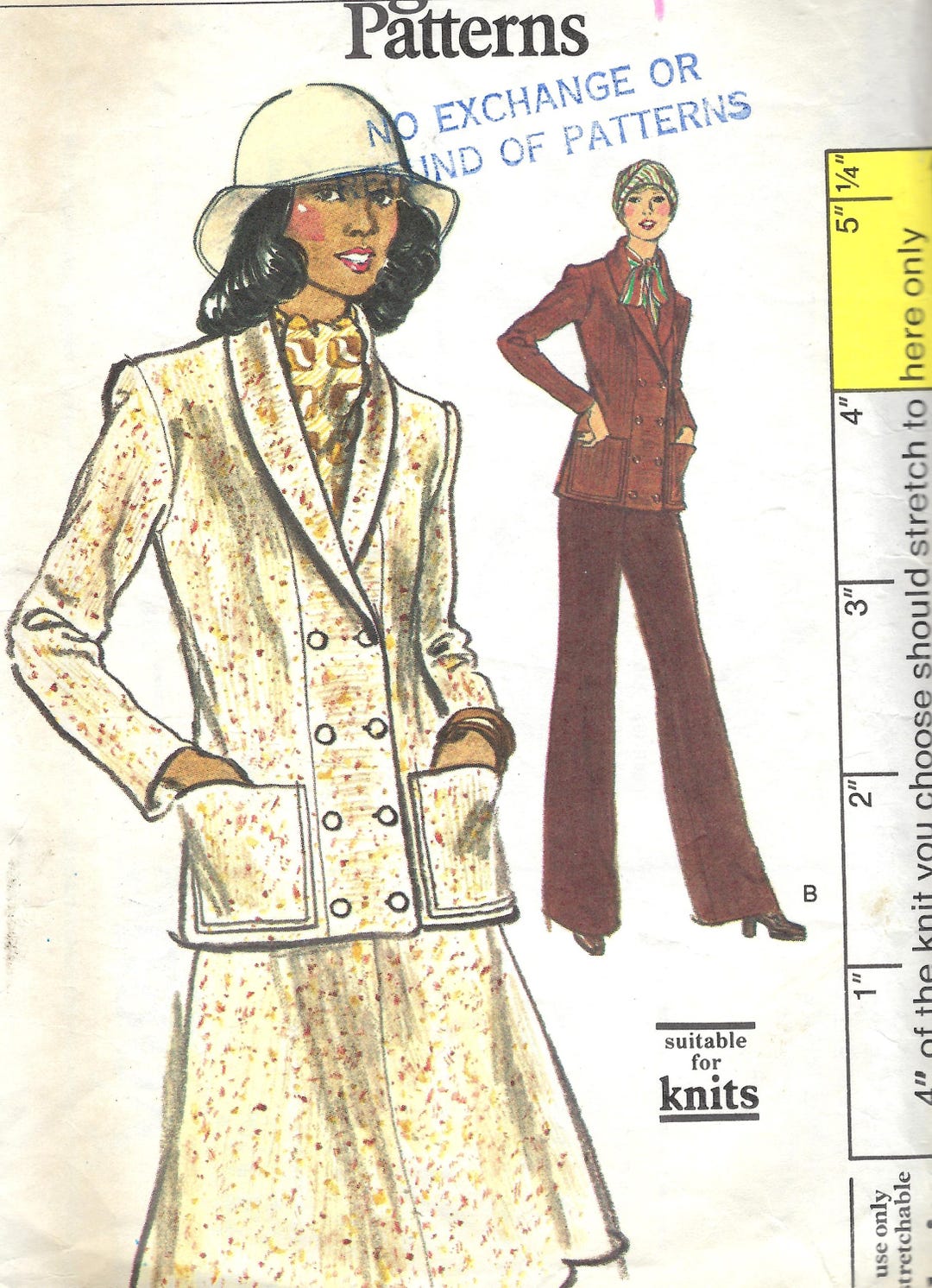 Vogue 8751 Vintage Sewing Pattern, Jacket Pants Skirt, Bust 32, Knit - Etsy