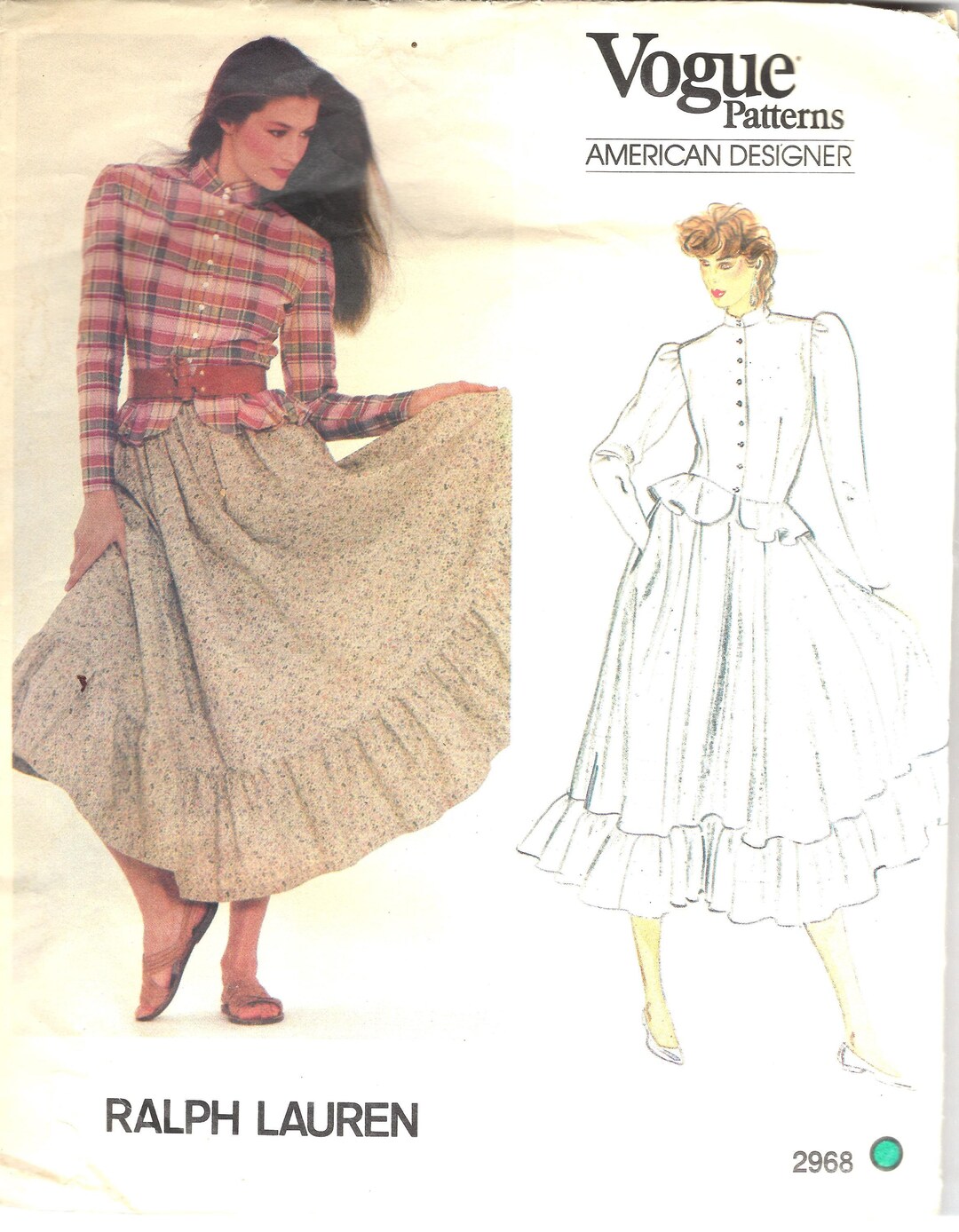 Vogue 2968 Ralph Lauren Cottage Core Top and Skirt, Prairie Style - Etsy
