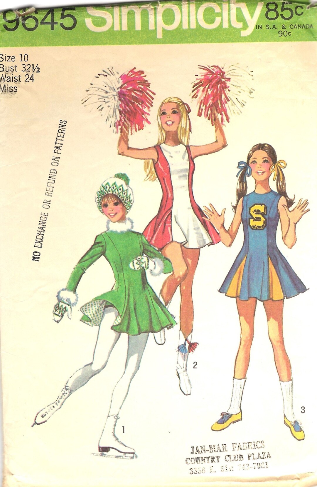 1970s Cheerleading and Ice Skating Dress Pattern, Simplicity 9645 ...
