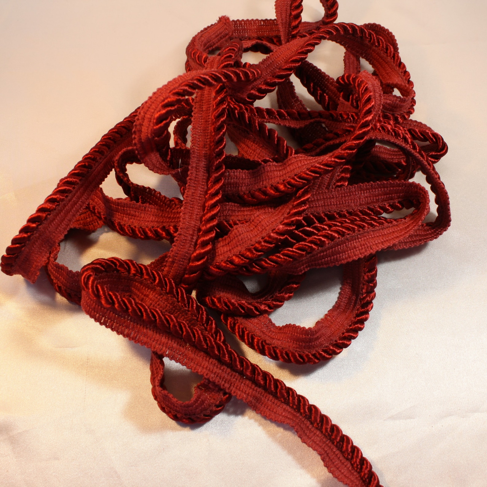 Bordeaux Red Flanged Piping Cord Fringe Trim | 3/8 Inch Braided Trim (2 ...