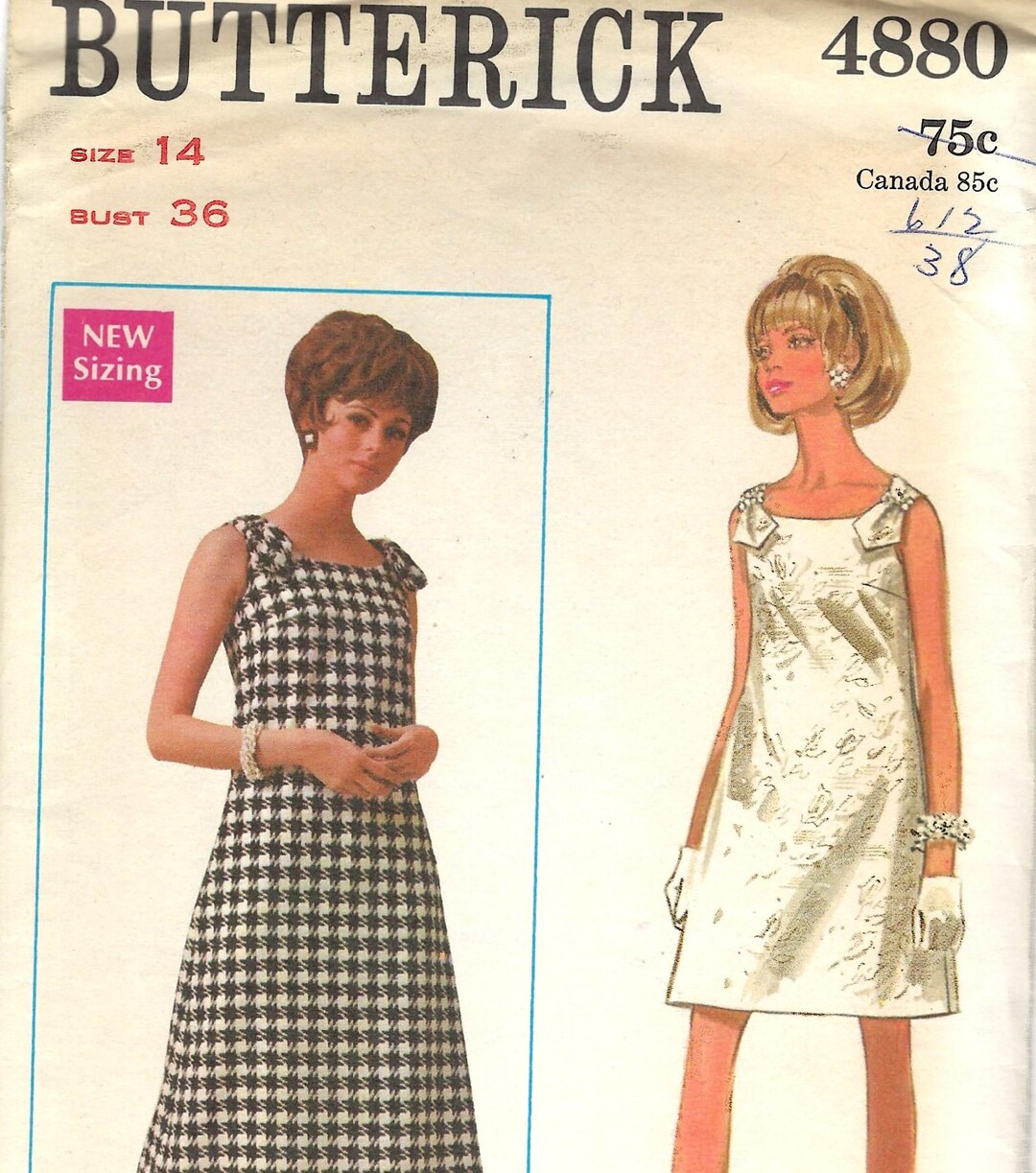 1960s Butterick 4880 Sun Dress in Two Lengths Vintage Sewing Pattern ...