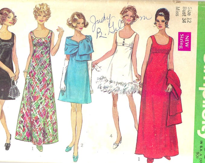 Vintage 1960s Simplicity 7479 Misses Wedding Dress, Bridesmaid Dress ...