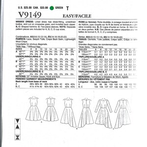 Vogue V9149 Vogue Dress Pattern, Custom Fit for A B C D Cups, Uncut ...