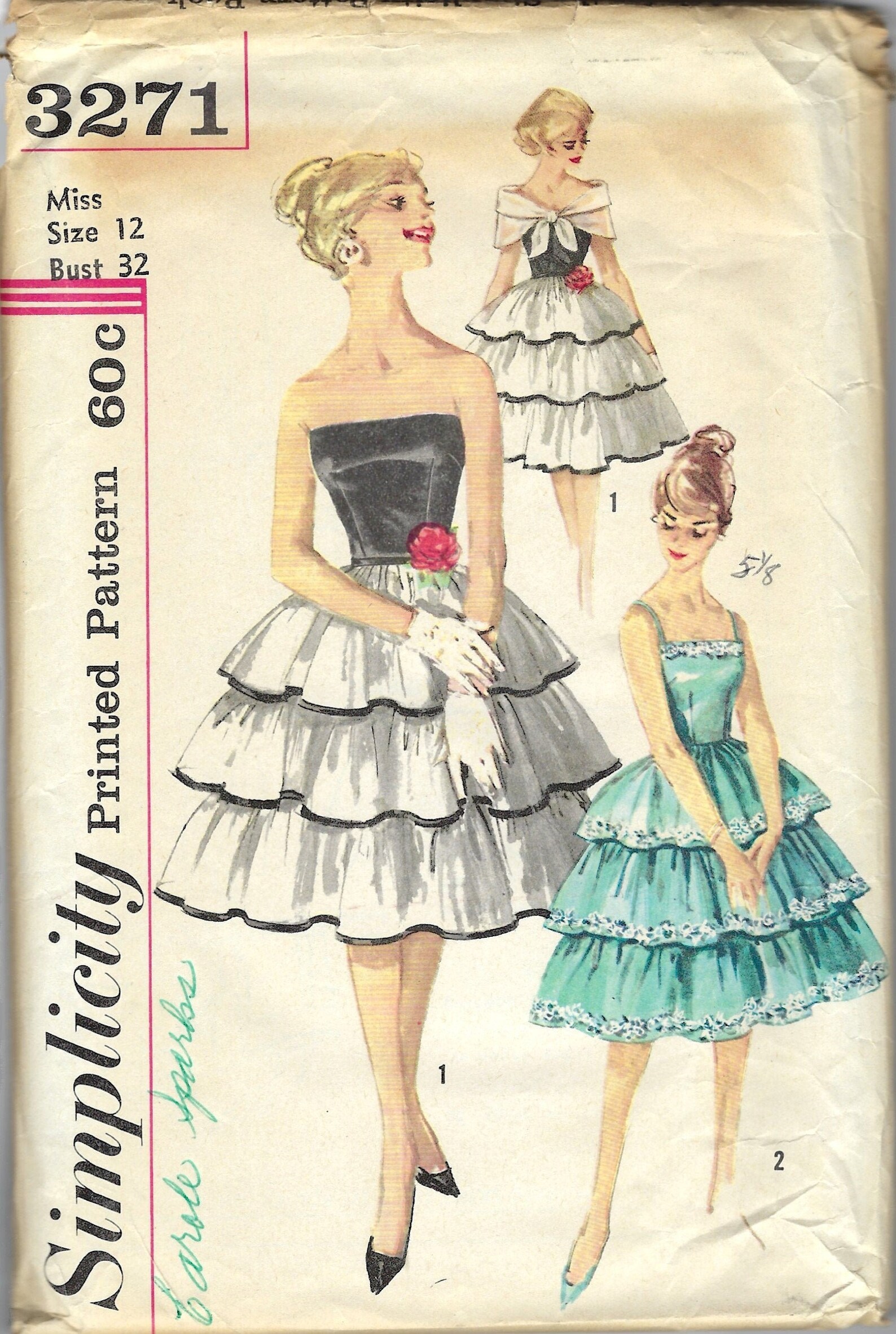Simplicity 3271 1950s Dress Pattern Bust 32 - Etsy