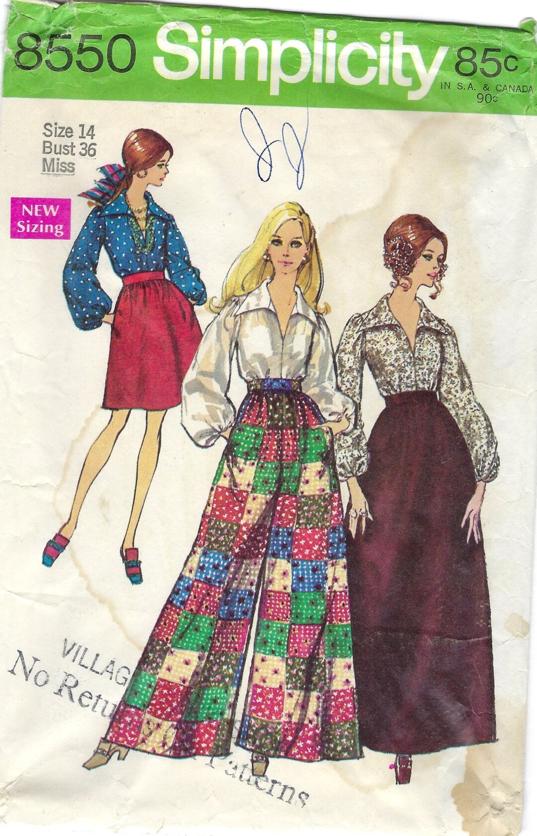 1970s Maxi Skirt Pattern, Pallazo Pant,70s Blouse Pattern,simplicity ...