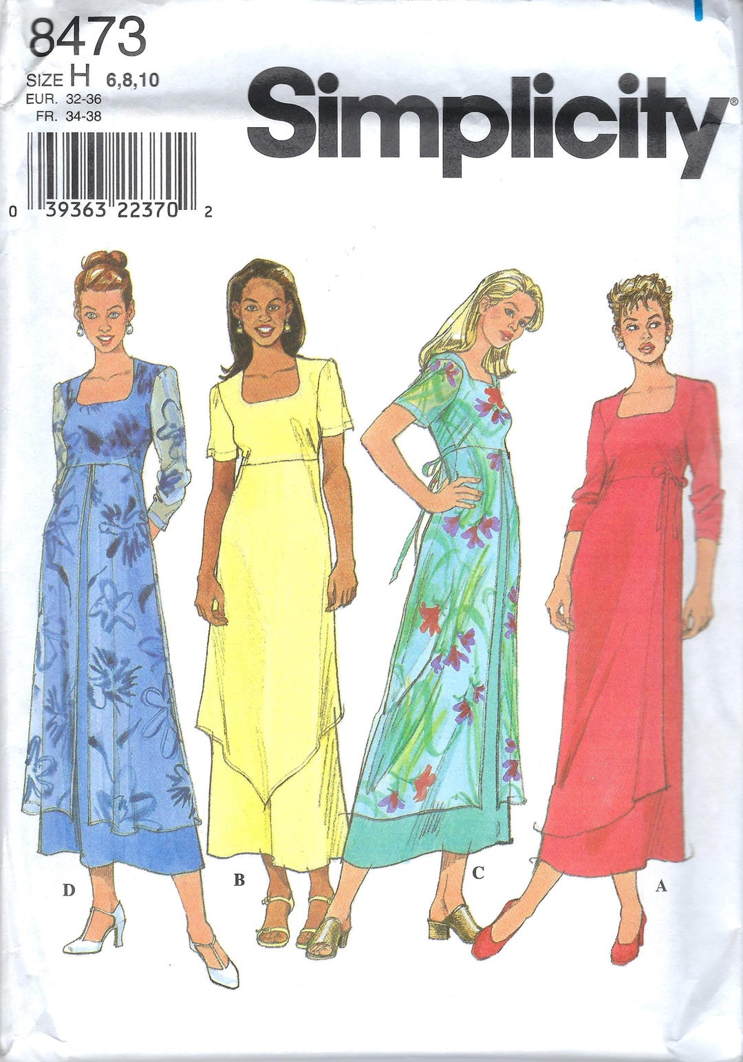 Simplicity 8473 Dress Sewing Pattern: Fit & Flare, Maxi Length, Size 6 ...