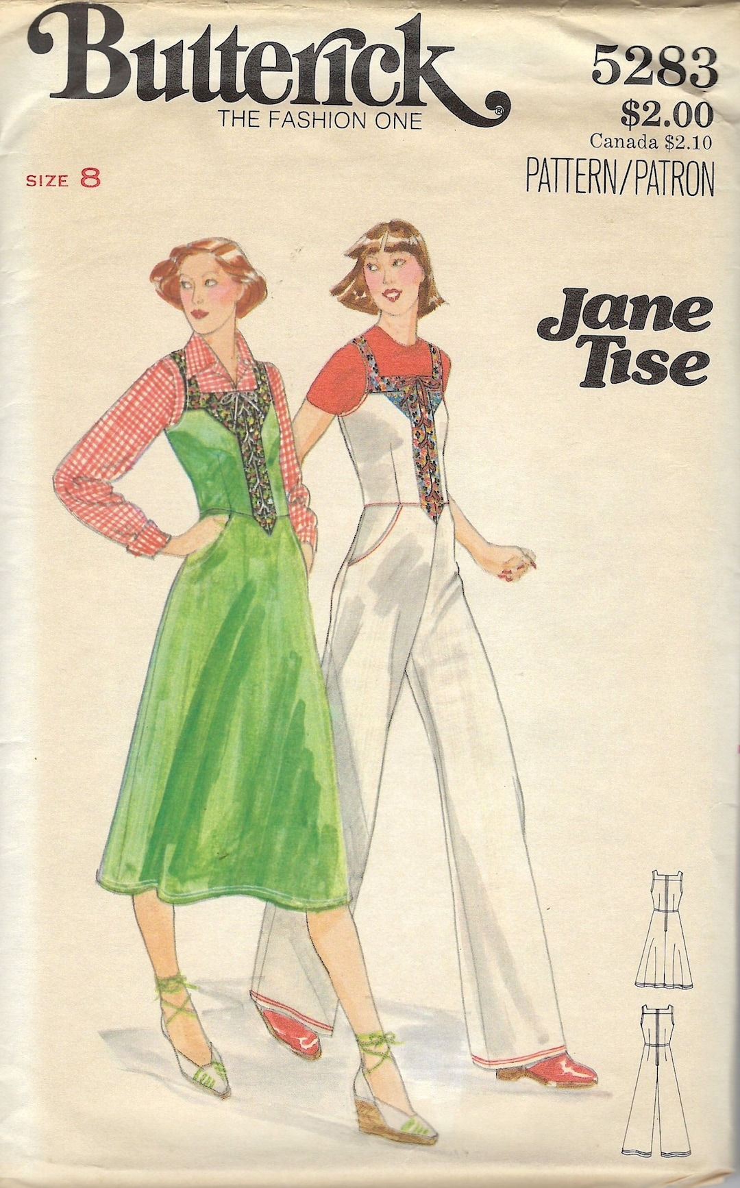 Vintage Butterick Pattern 5283, Designer JANE TISE, Misses' Jumper and ...