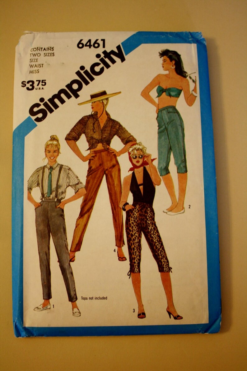 Simplicity 6461 Capris Pattern Skinny Pants Size 6 & 8 | Etsy