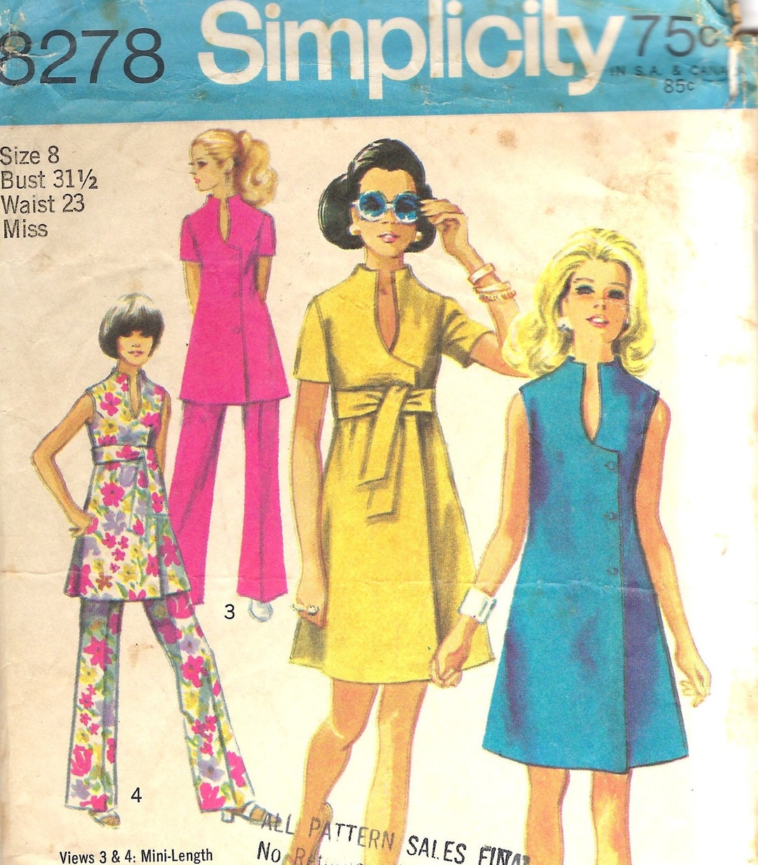 Simplicity 8278 Dress Sewing Pattern, Tunic and Pants, Uncut Bust 31.5 ...
