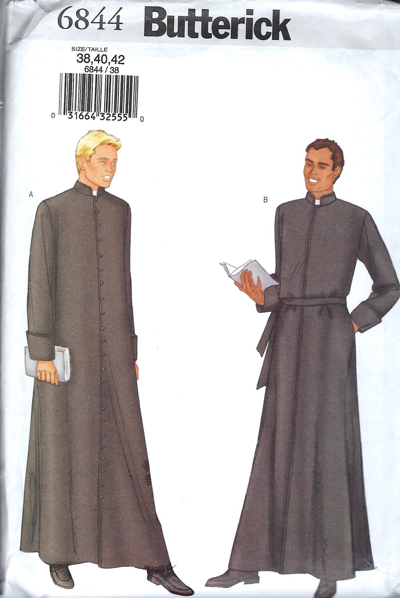 Butterick Pattern 6844 Priest Clergy Cassock Church Robe Uncut - Etsy