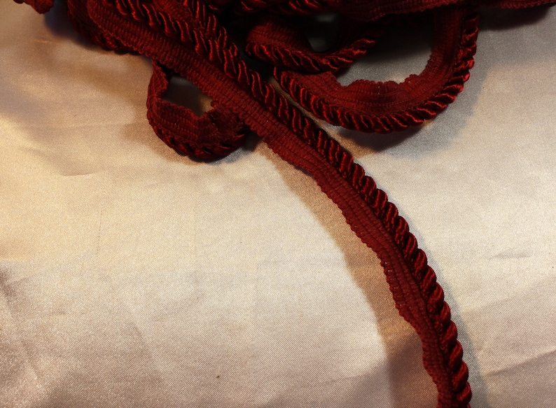 Bordeaux Red Flanged Piping Cord Fringe Trim | 3/8 Inch Braided Trim (2 ...