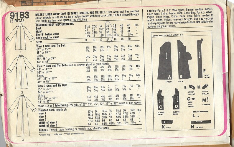 Simplicity 9183 Lined Wrap Coat Pattern Sewing Pattern Size - Etsy