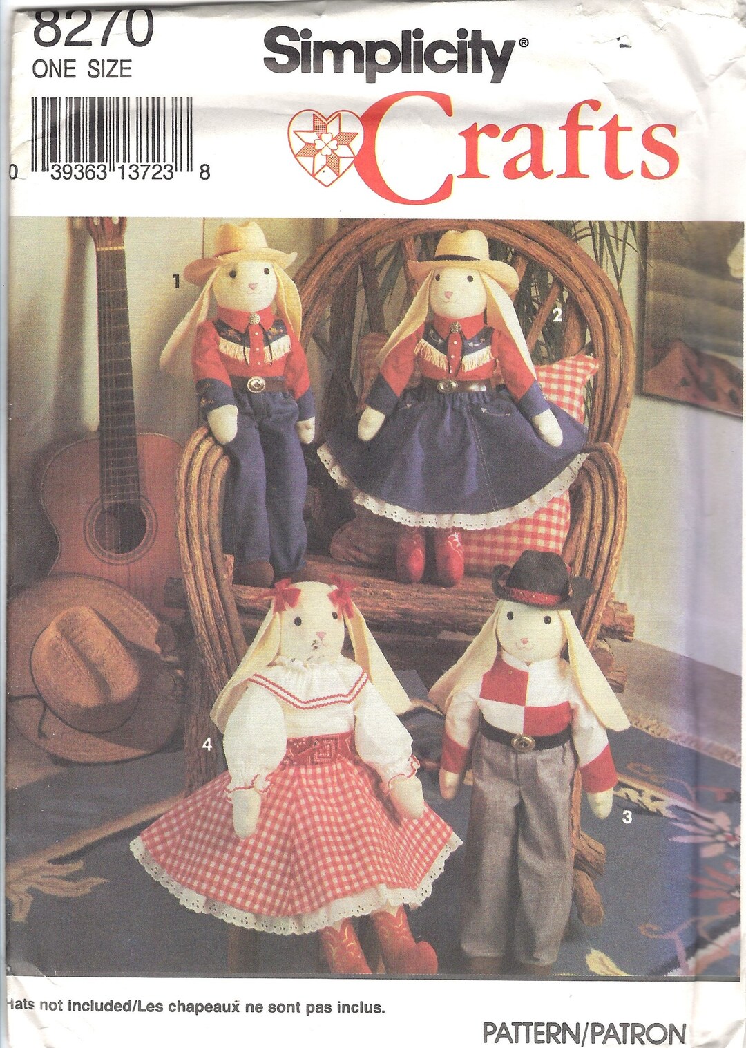Vintage Western 23" Bunny and Clothes Simplicity Pattern 8270 UNCUT - Etsy