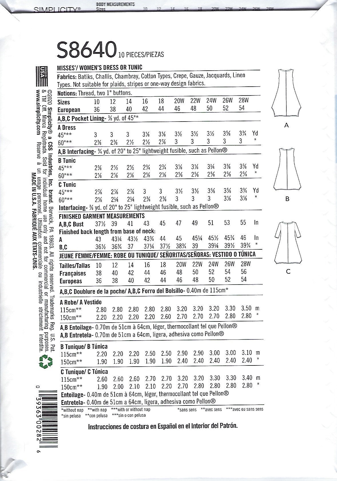 Simplicity S8640 Womens Dress Sewing Pattern UNCUT With - Etsy